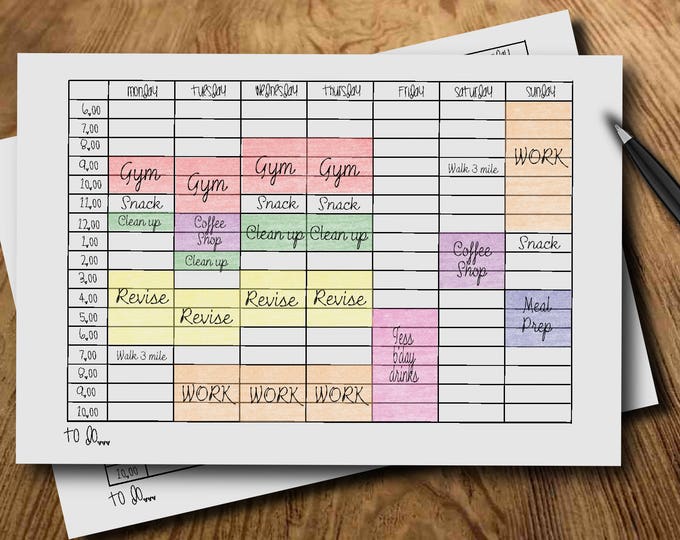 Hourly Time Management, Time Blocking Template. Print at Home, Hourly ...