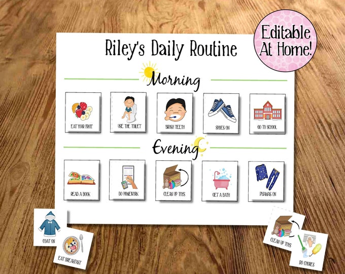 Kids Routine Printable, Morning and Evening Chart, Routine Visuals ...