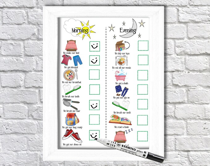 Kids, Morning and Evening, Routine Chart, Printable, Toddlers, Visual ...