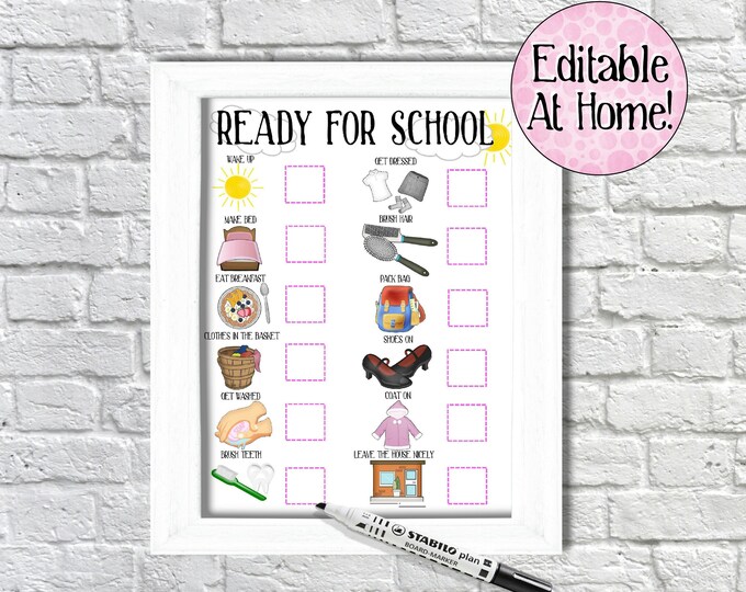 Ready for School Checklist, Editable Routine Chart, Visual Schedule ...