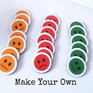 Behaviour Chart, Green Happy Face, Red Sad Face, Print and Cut Tokens ...