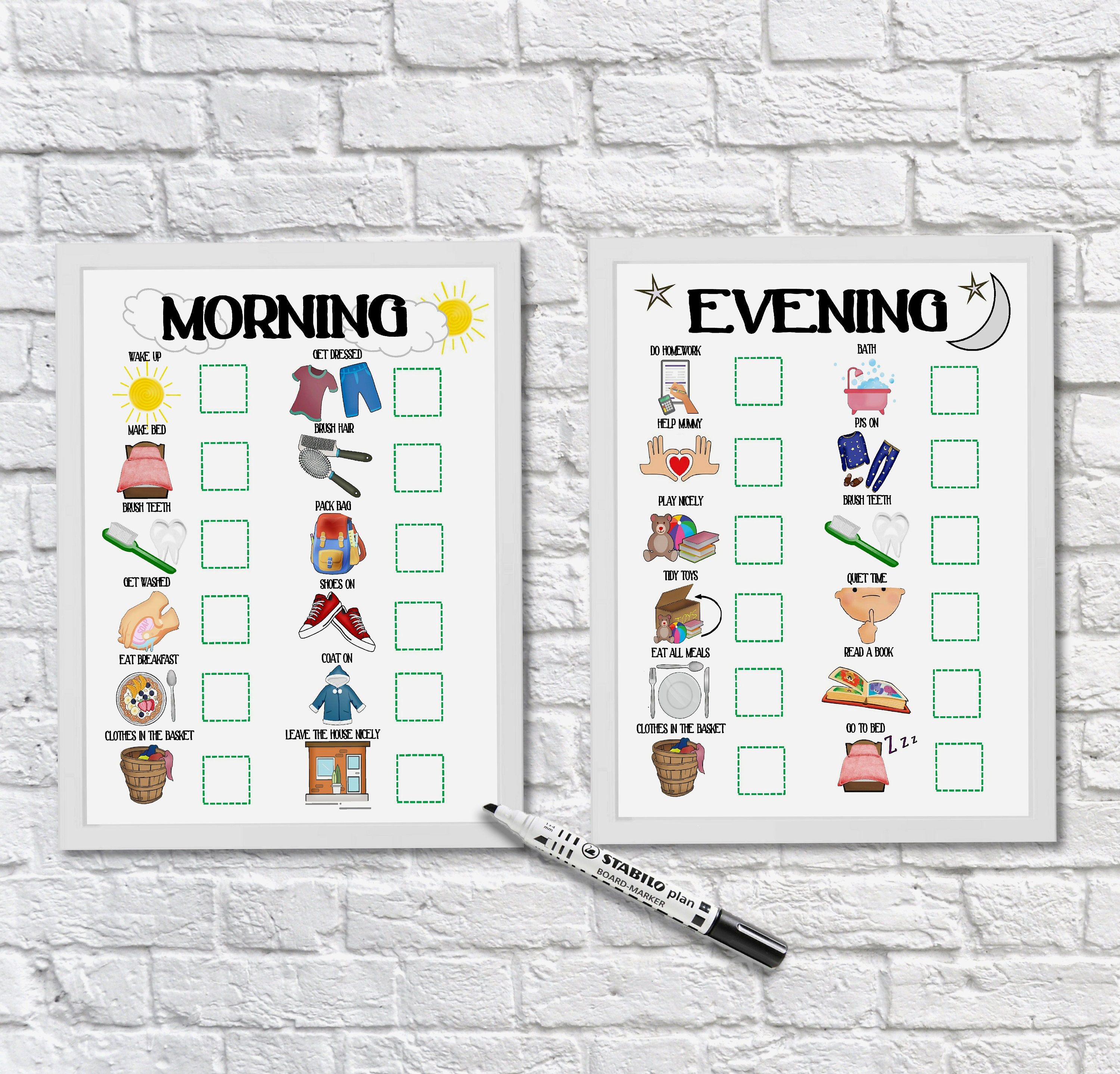 Morning and Evening Routine Chart Editable Reward Chart | Etsy
