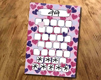 Kids Sticker Chart With Hearts Pink and Purple Reward | Etsy
