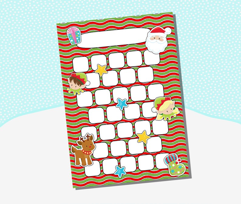 Children's Christmas Reward Chart Digital File Instant - Etsy