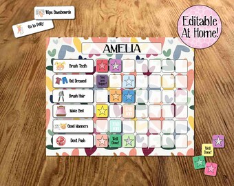 Kids Reward Chart Editable Routine Chart Customised | Etsy