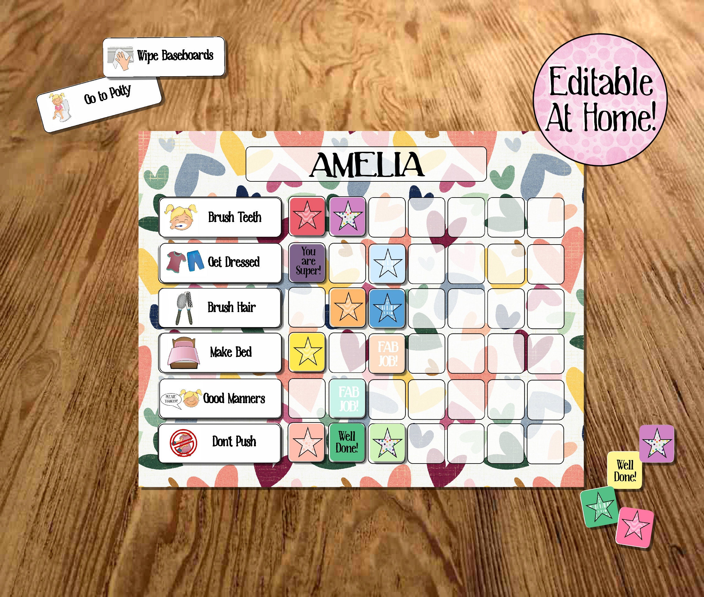 Kids Reward Chart Girls Routine Chart Custom Chart Editable - Etsy UK