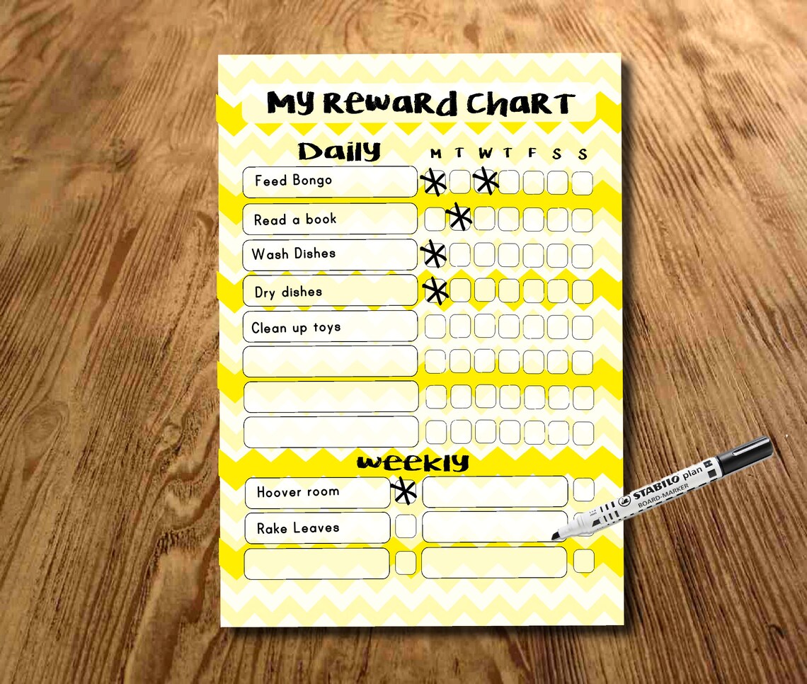 Reward Chart Editable Star Chart Children's Schedule - Etsy UK