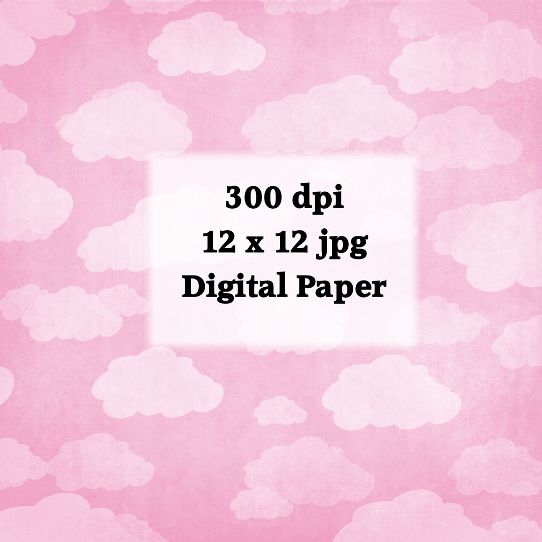 Digital Printable Paper, Girls, Pink Clouds, Backing Paper, High ...