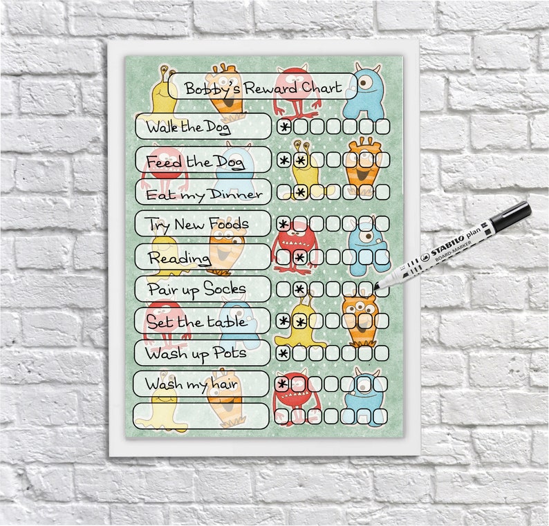 Monster Reward Chart Editable Print at Home Star Chart - Etsy