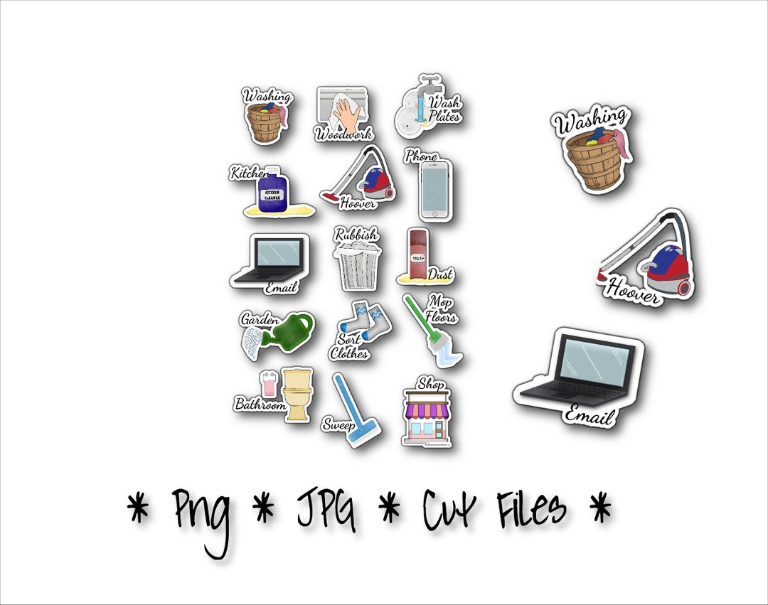 Chore Planner Stickers, Clipart, Kids Chores, Weekly Jobs, Sticker ...