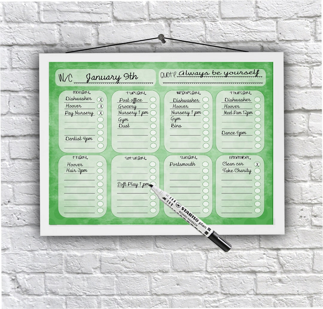 Reusable, Weekly Planner, Daily Planner, Daily Checklist, Meal Planner ...