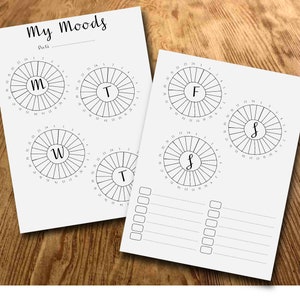 Mood Tracker, by Hour, Weekly, My Moods, Feelings Tracker, Mental ...