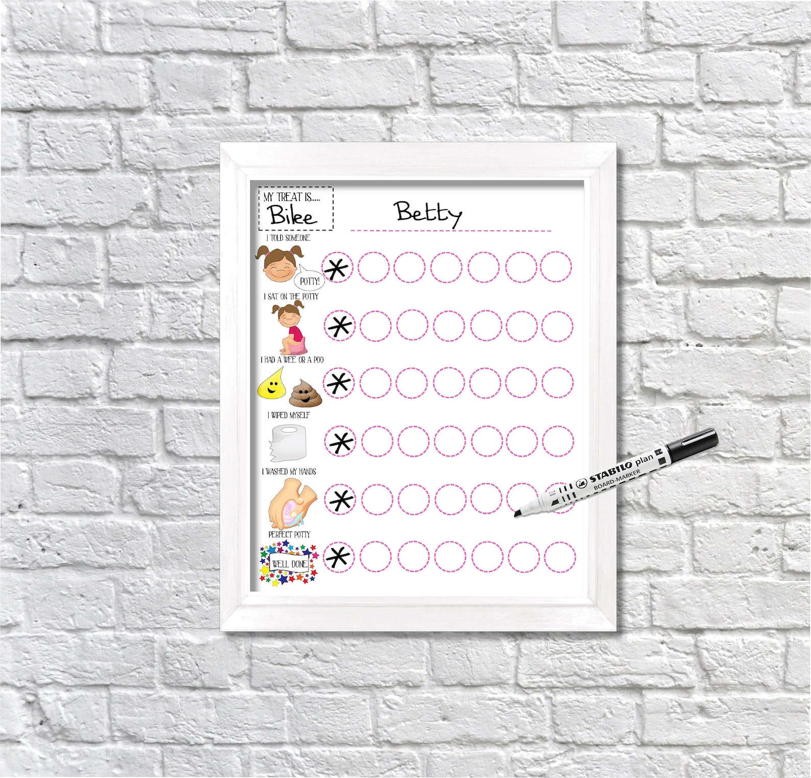 Girls Potty Training Reward Chart Download and Print Picture | Etsy UK