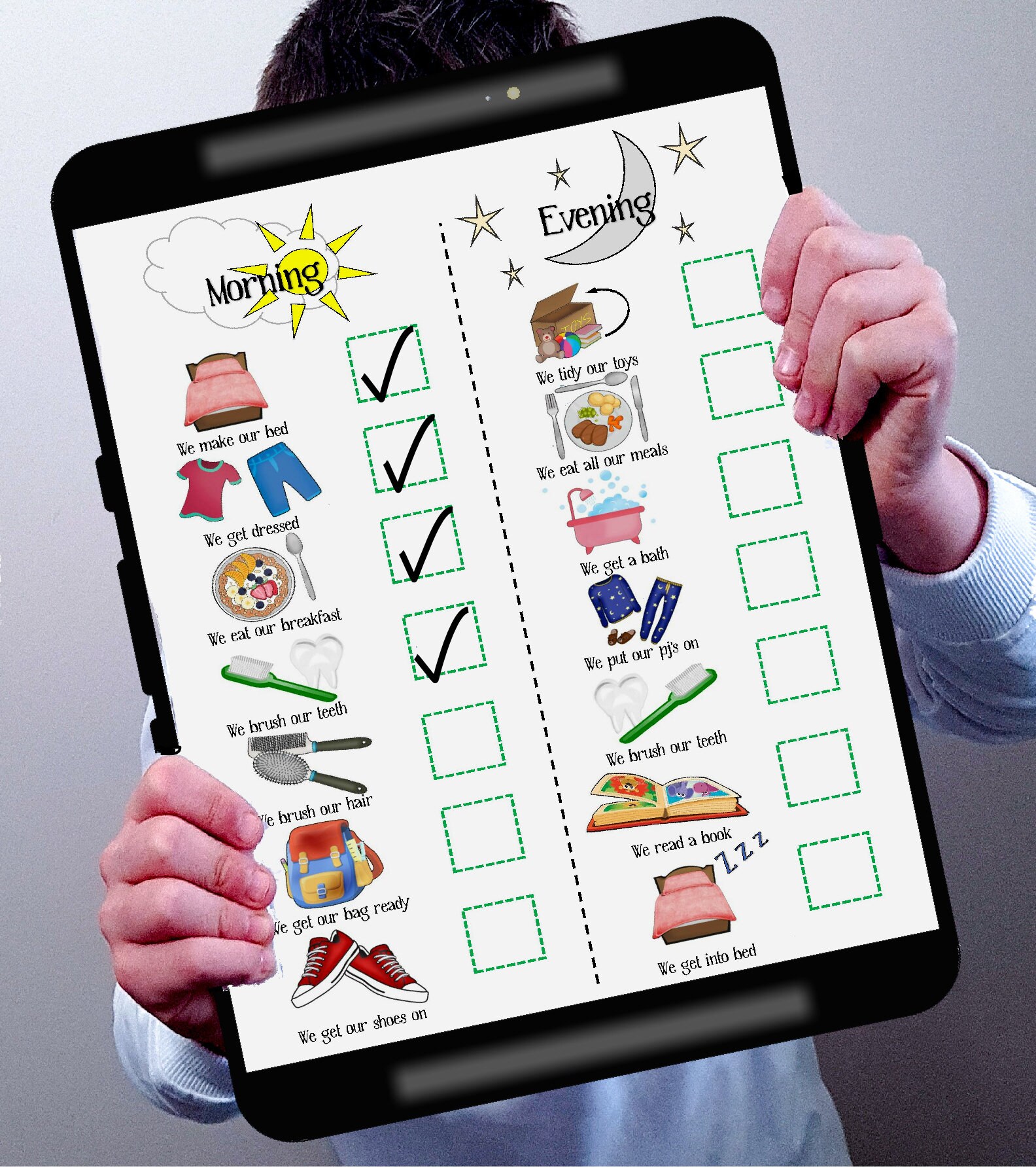 Kids Morning and Evening Editable Routine Chart DIY - Etsy UK