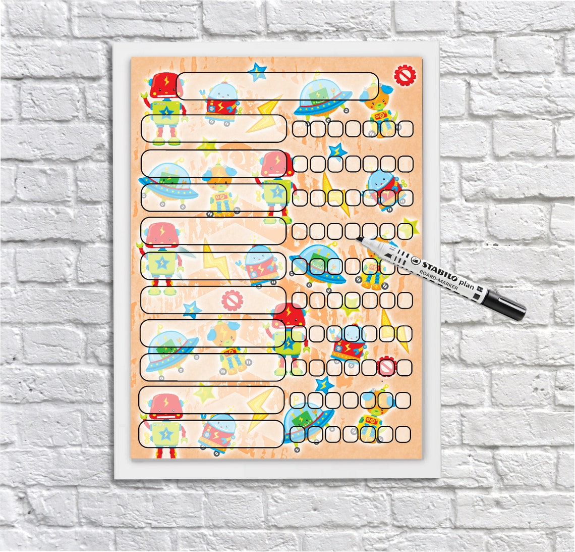 Robot Reward Chart Reusable Print at Home Reusable Star - Etsy