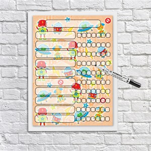 Robot Reward Chart, Reusable, Print at Home, Reusable Star Chart, Kids ...