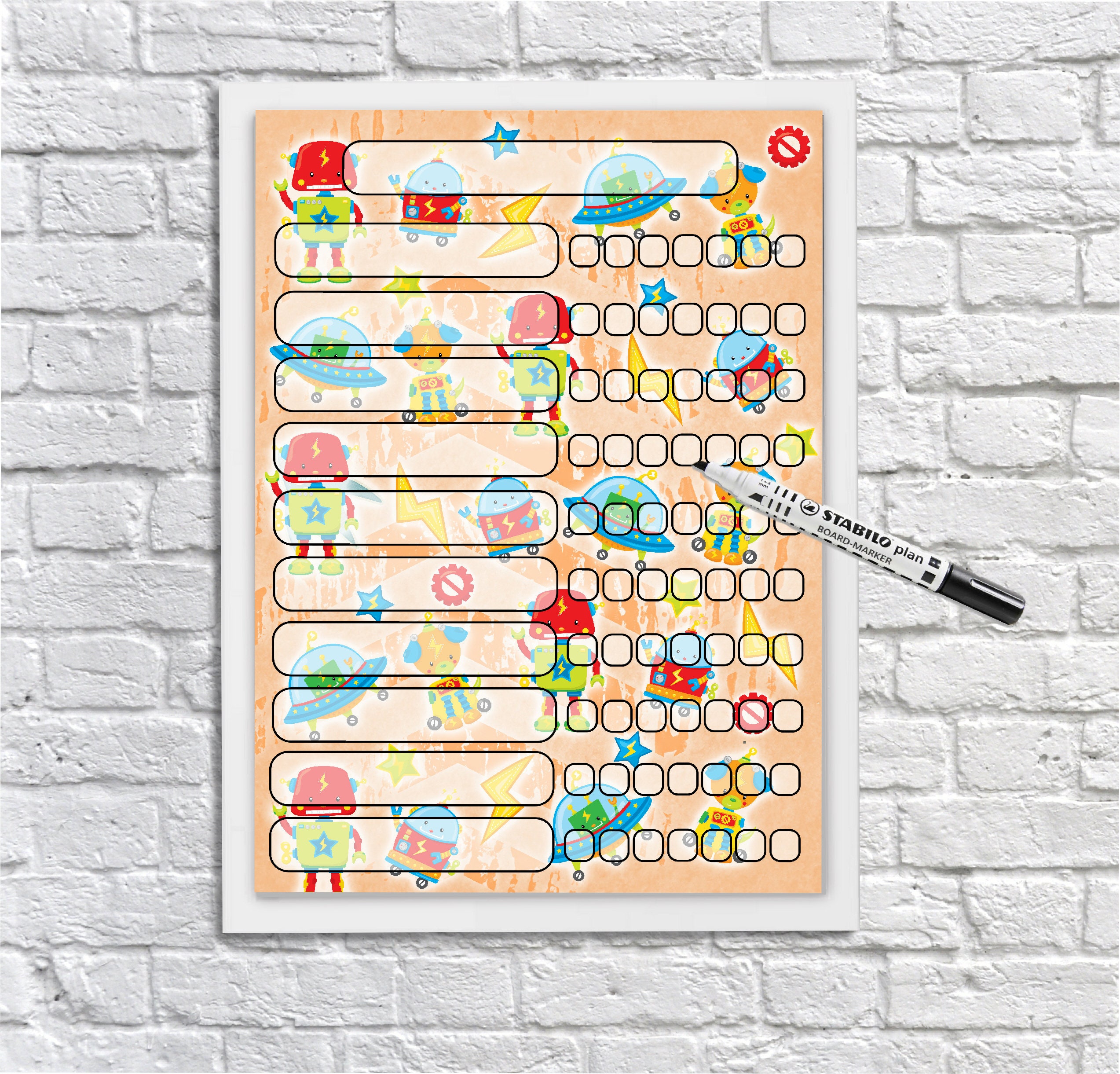 Robot Reward Chart Reusable Print at Home Reusable Star - Etsy