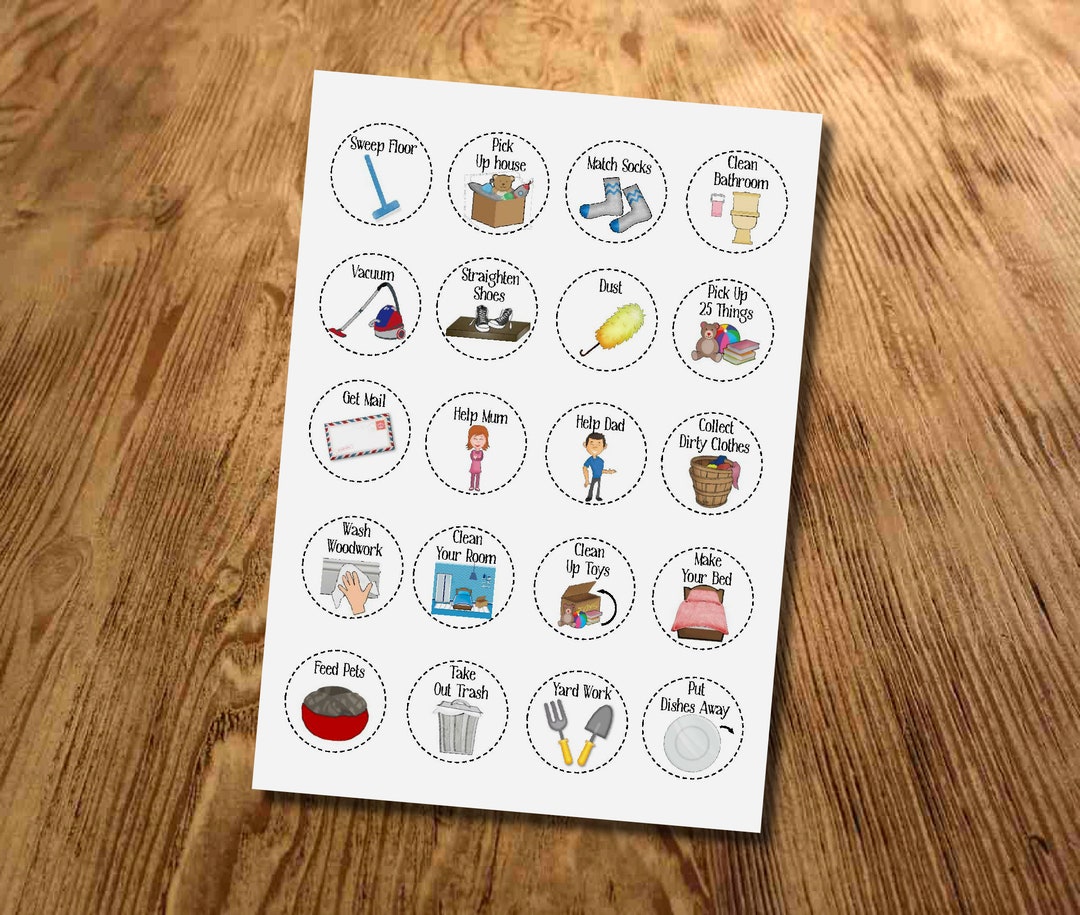 Kids Chores, Chore Tokens, Instant Download, Reward Chart, Family ...