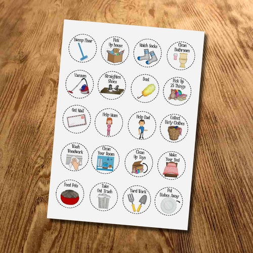 Kids Chores Chore Tokens Instant Download Reward Chart | Etsy