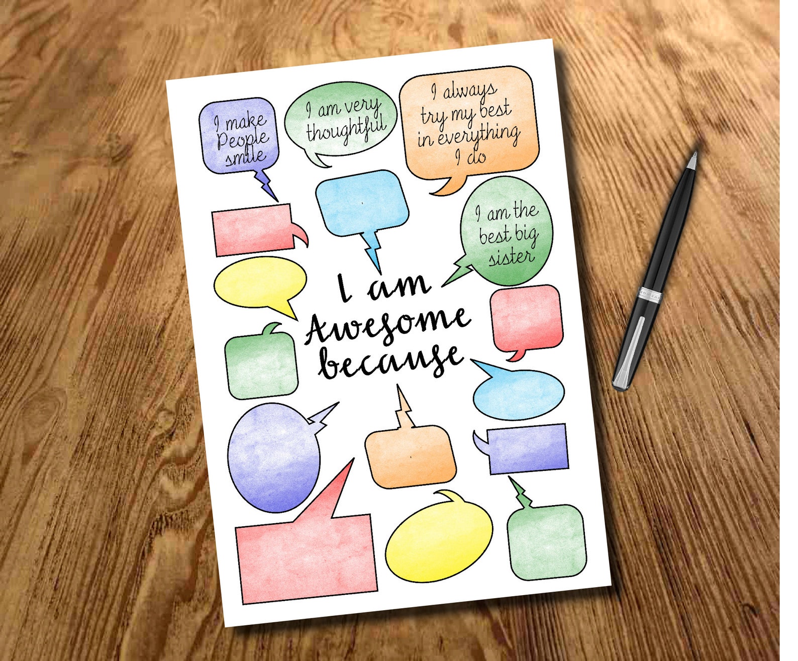 Kids Self Esteem Worksheet I Am Awesome Because Positive - Etsy Singapore