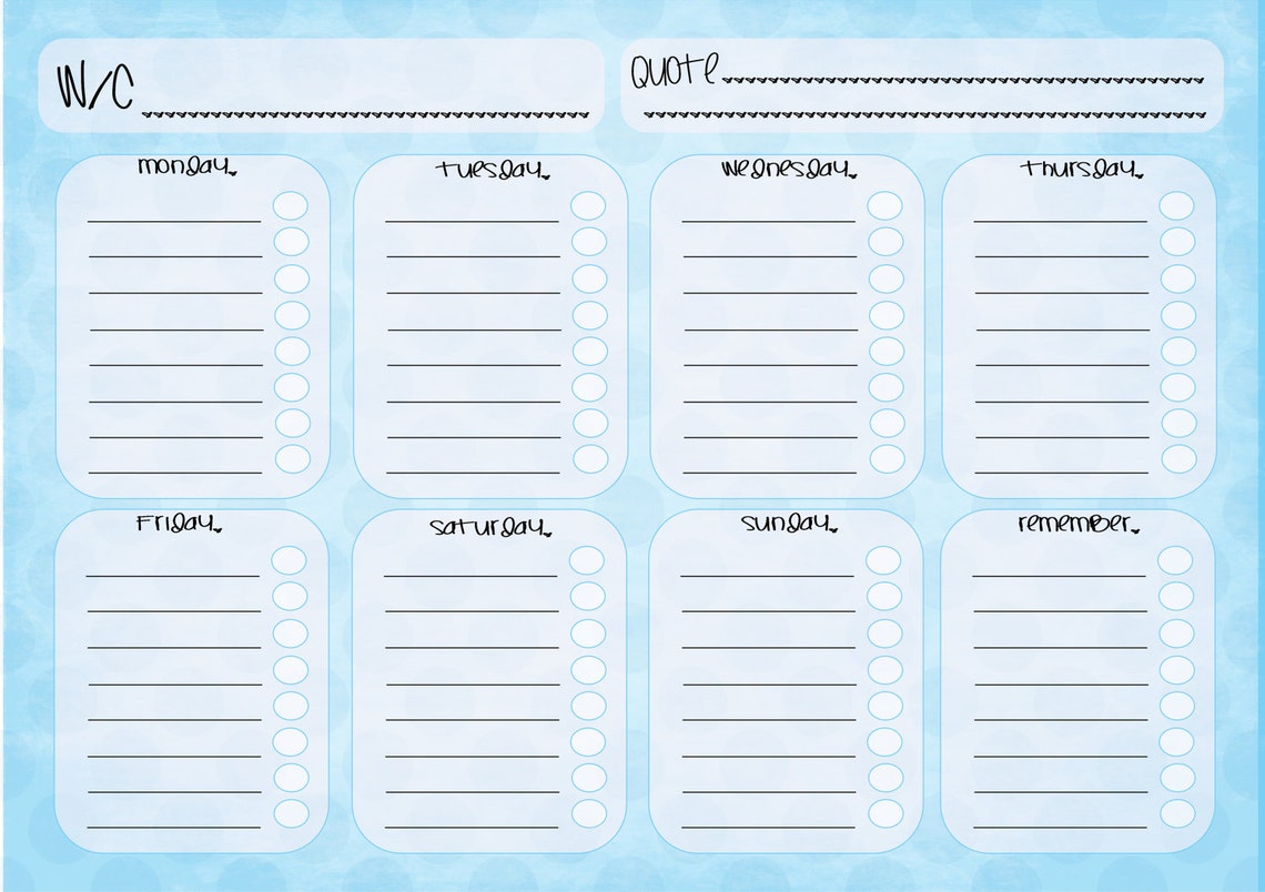 Large A3 Download Weekly Planner Whiteboard to Do Print at - Etsy
