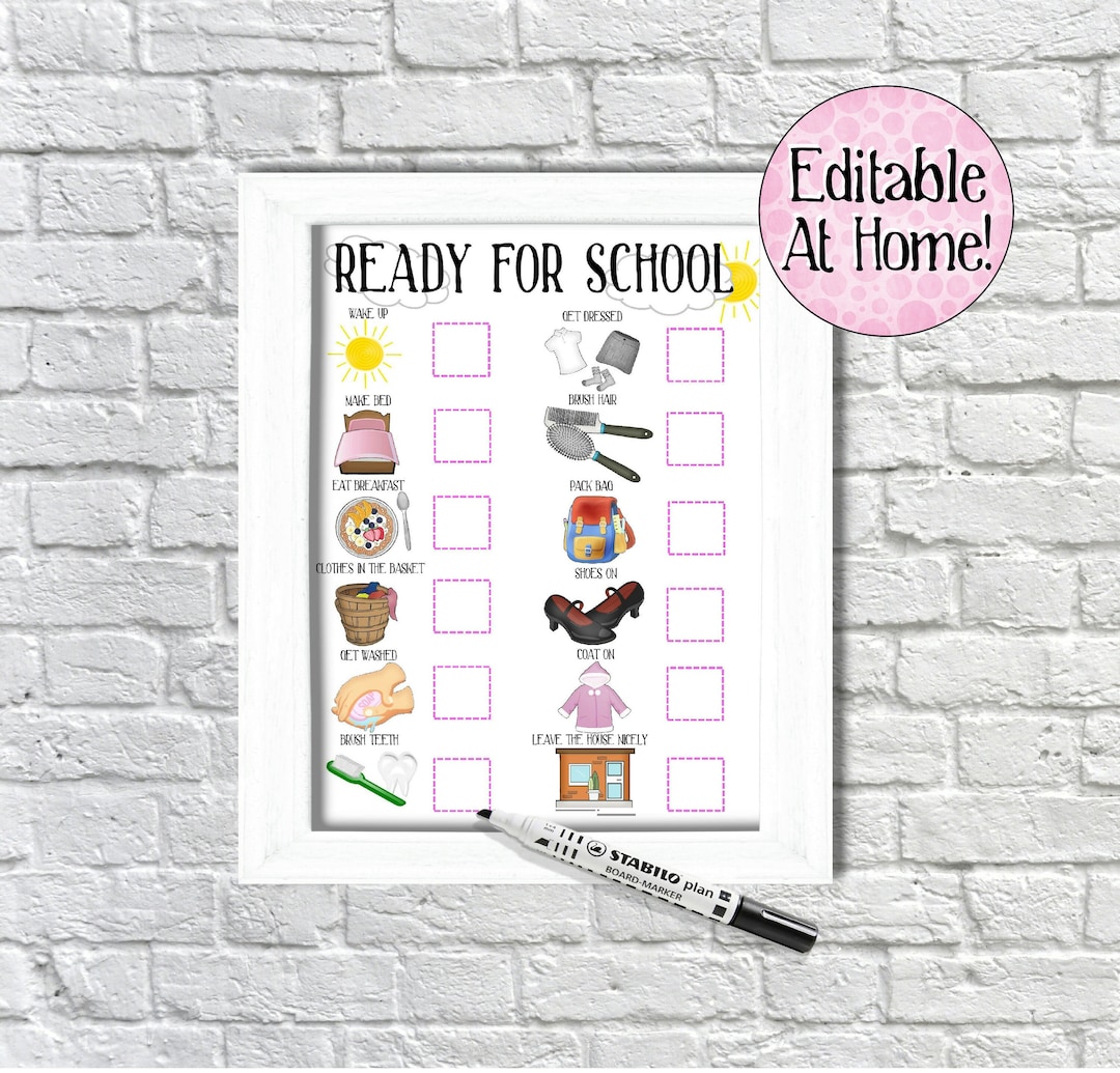 Ready for School Checklist, Editable Routine Chart, Visual Schedule ...