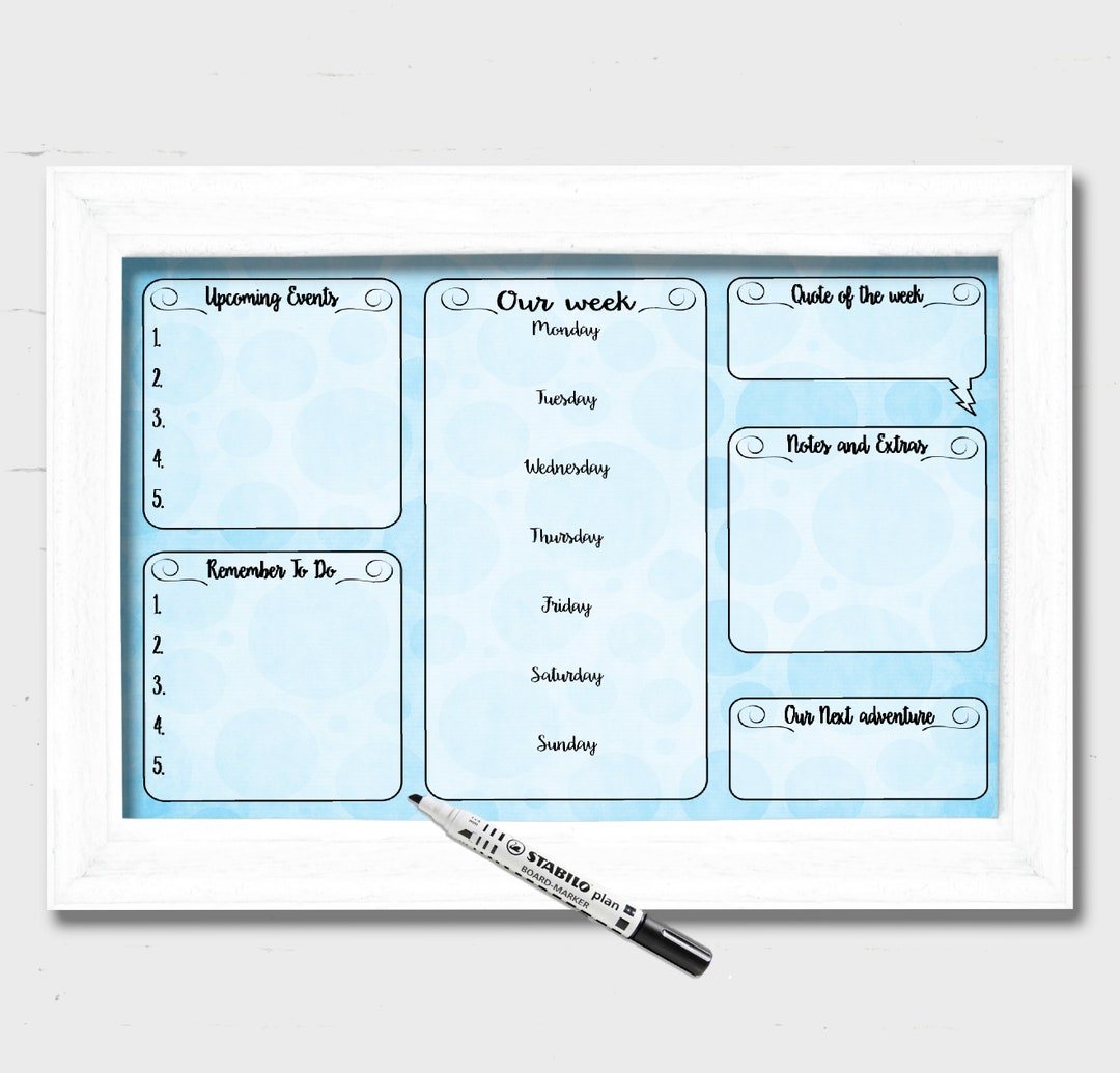 Printable, Blue Weekly Planner, Family Planner, Digital Download, Frame ...