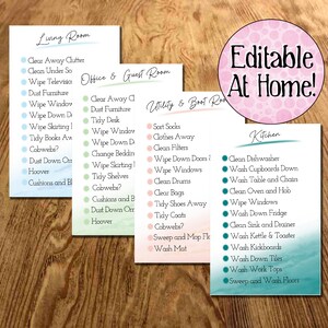 Cleaning Routine Cards, Room Chores, Editable Download, Zone Cleaning ...