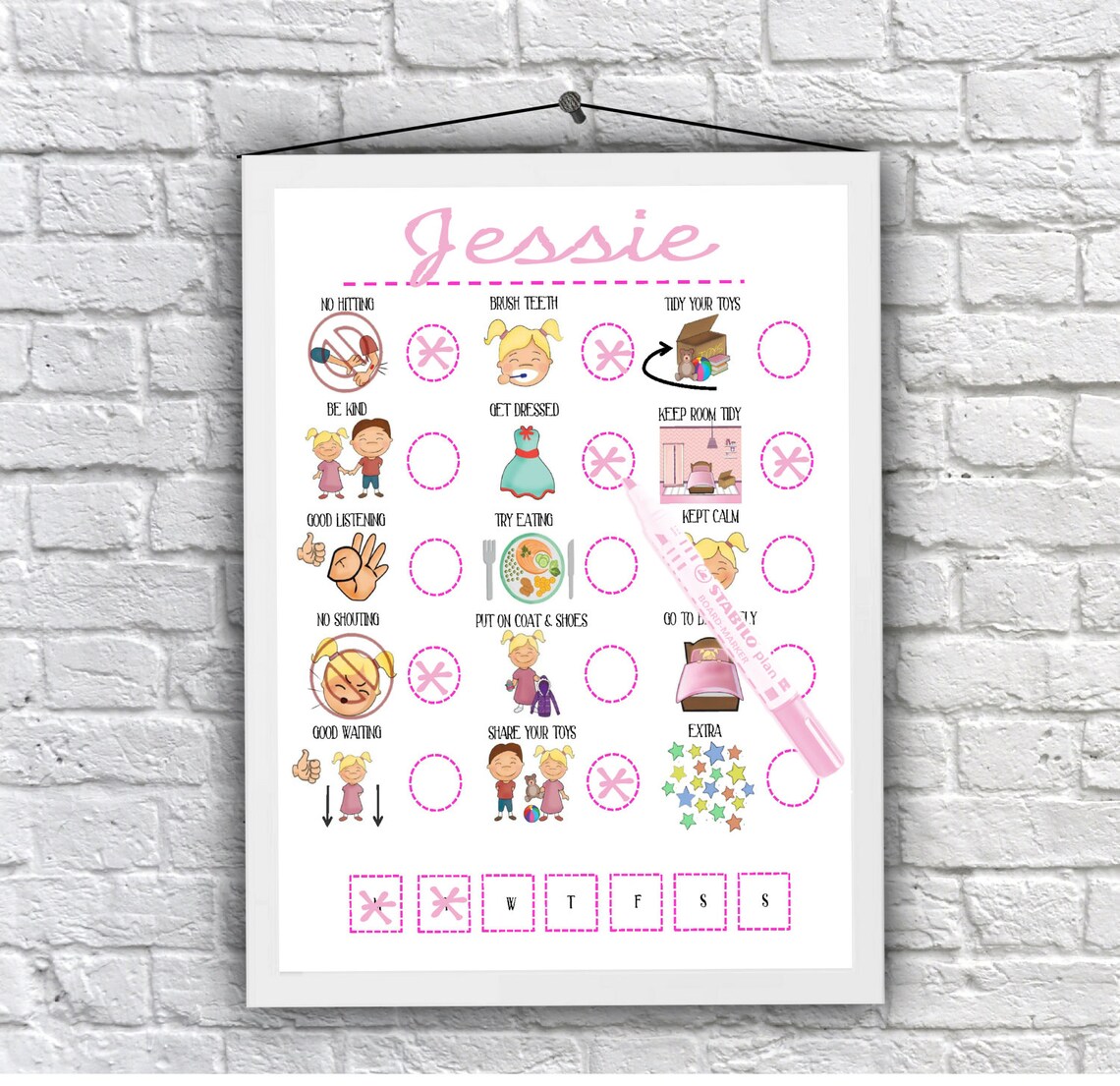 Girls Reward Chart Printable Download Childrens Behaviour - Etsy