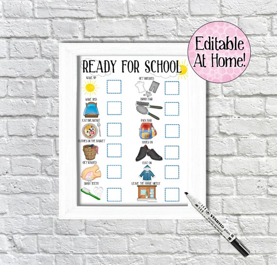 Boys Morning Checklist Ready for School Editable Routine - Etsy