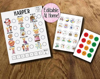 Editable Pink Floral Reward Chart, Floral Behavior Chart, Pink & Gold ...