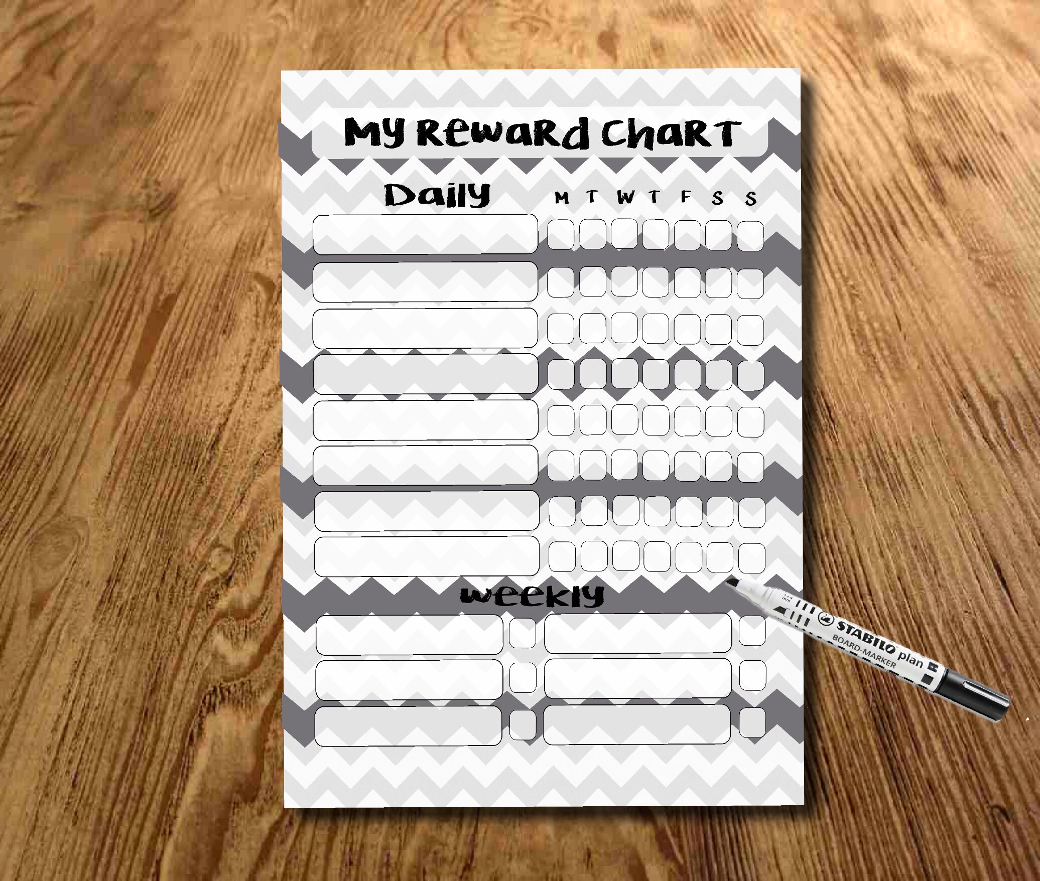 Reward Chart Editable Star Chart Children's Schedule | Etsy