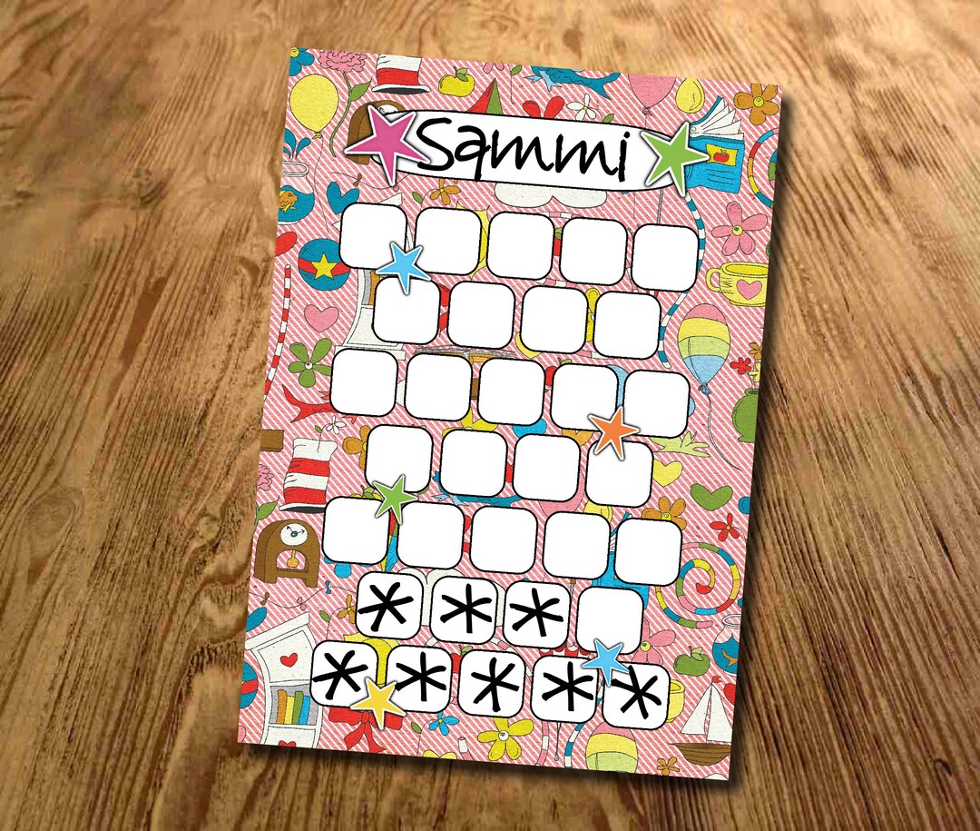 Kids Sticker Chart, With Hearts, Pink and Purple, Reward Chart ...