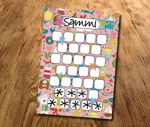 Kids Sticker Chart With Hearts Pink and Purple Reward - Etsy