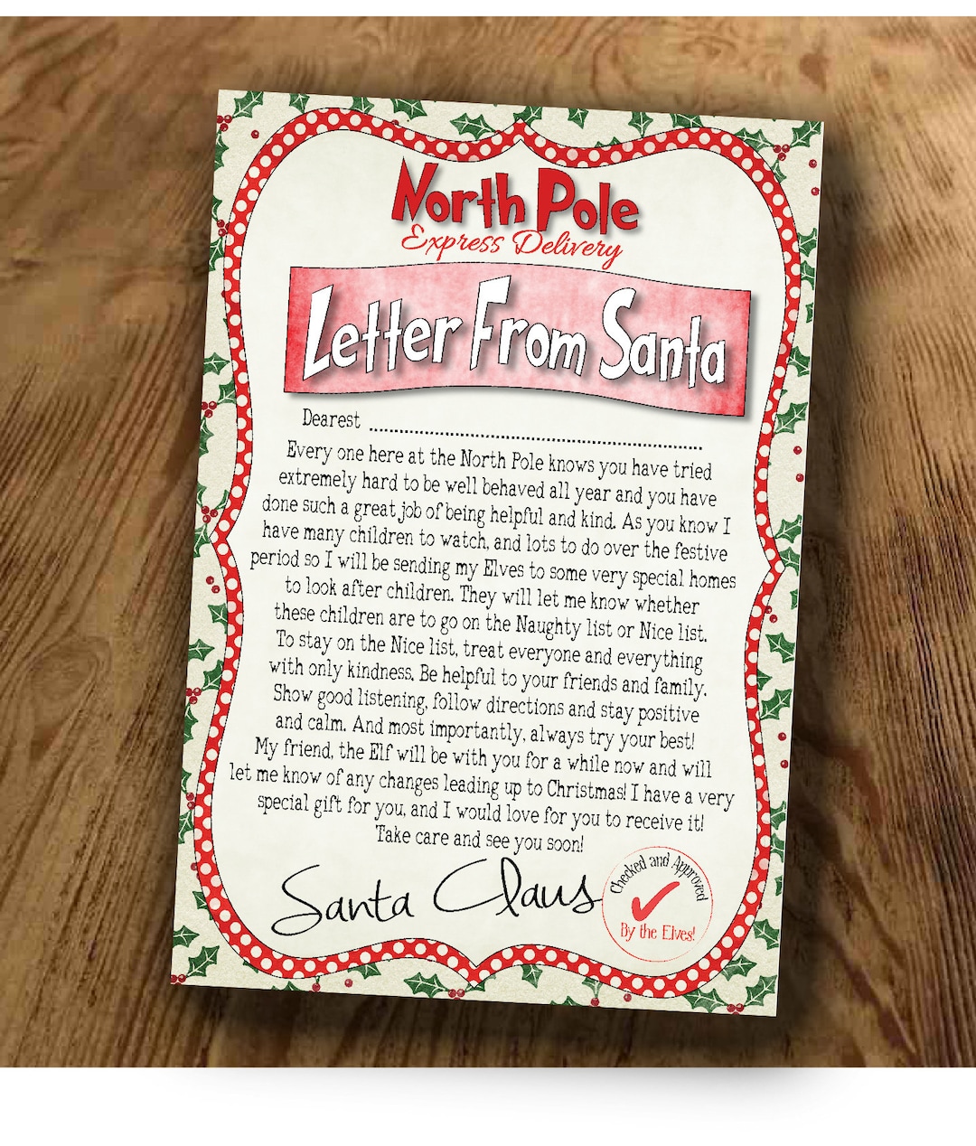 Kids Christmas Letter, From Santa, Letter From the Elf, Xmas Letter ...