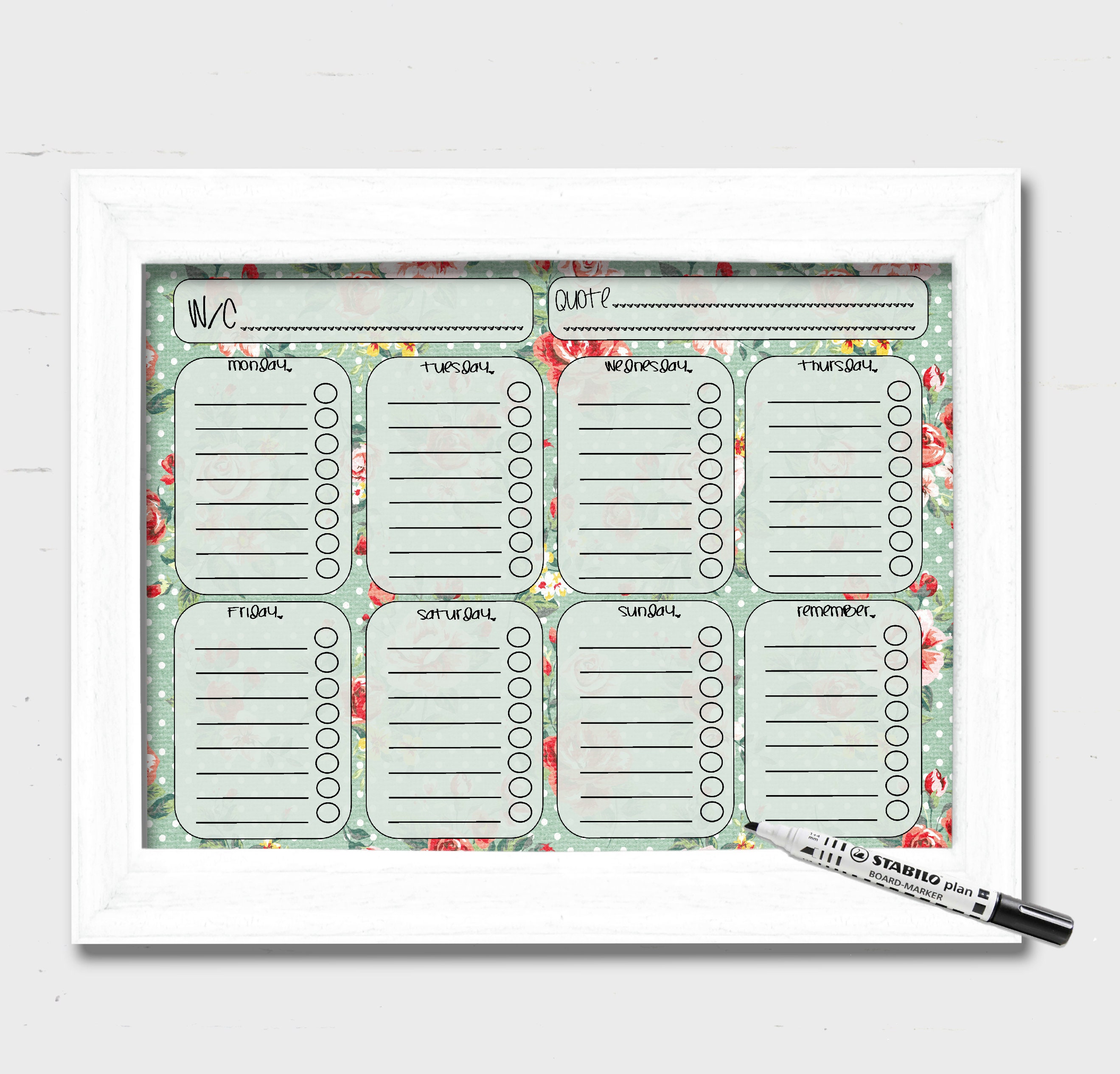 Weekly calendar daily checklist Instant Download Printable | Etsy