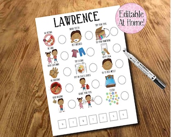 Kids, Behaviour Chart, Reward Chart, Printable, Routine Chart, Editable ...