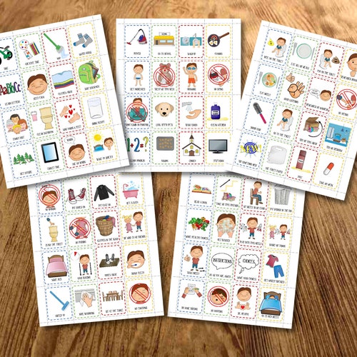 Kids Reward Chart Pictures Routine Chart DIY Behaviour - Etsy
