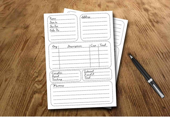 Order Book Sheet Download A4 Printable 11.6 X 8.2 Inches | Etsy