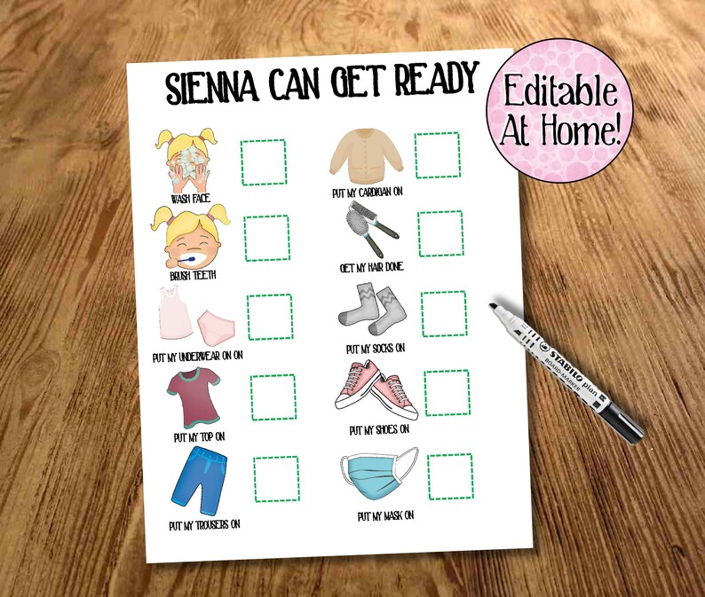 Morning Routine Get Dressed Checklist Ready for School | Etsy
