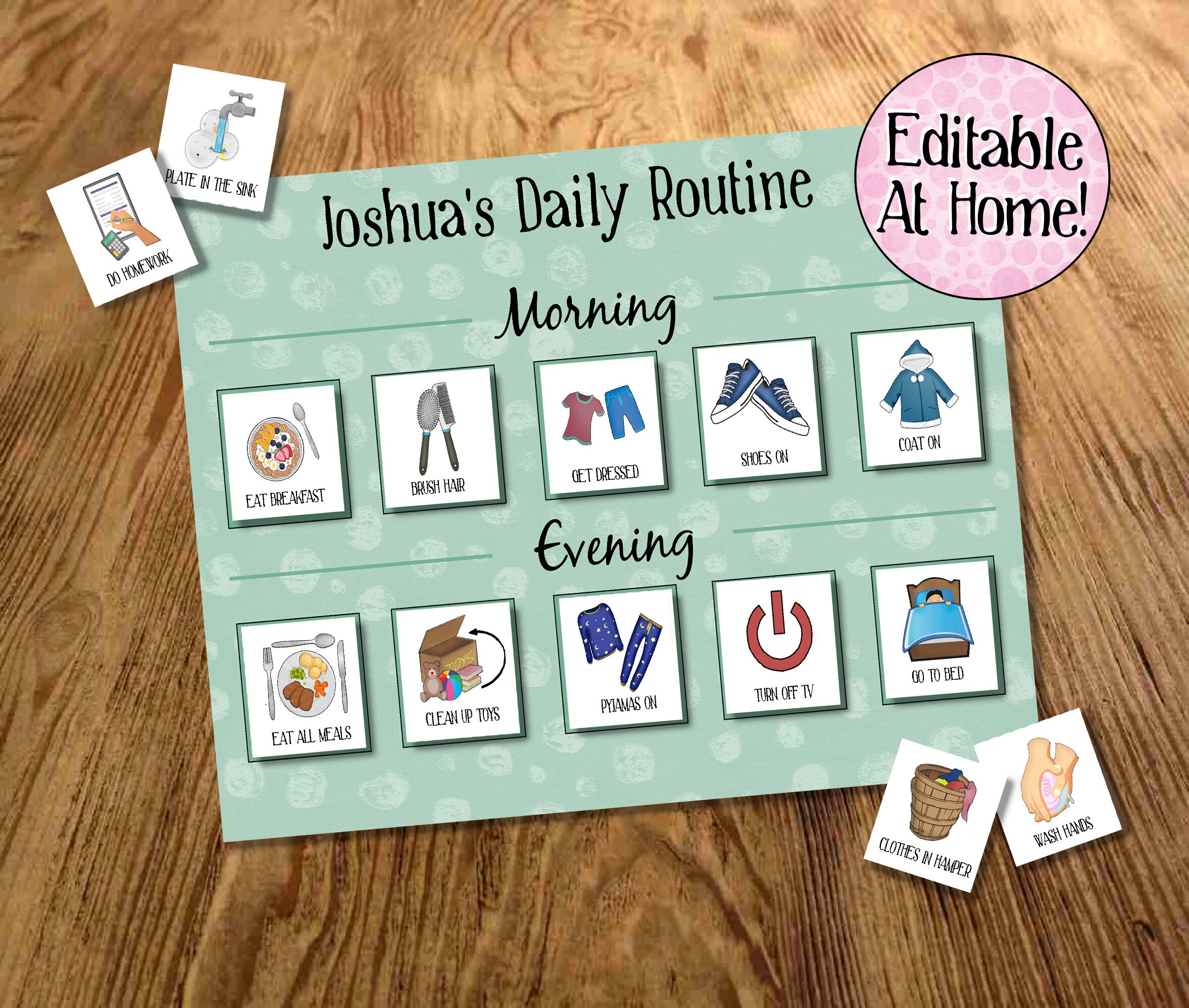 Kids Daily Routine Custom Reward Chart DIY Editable | Etsy