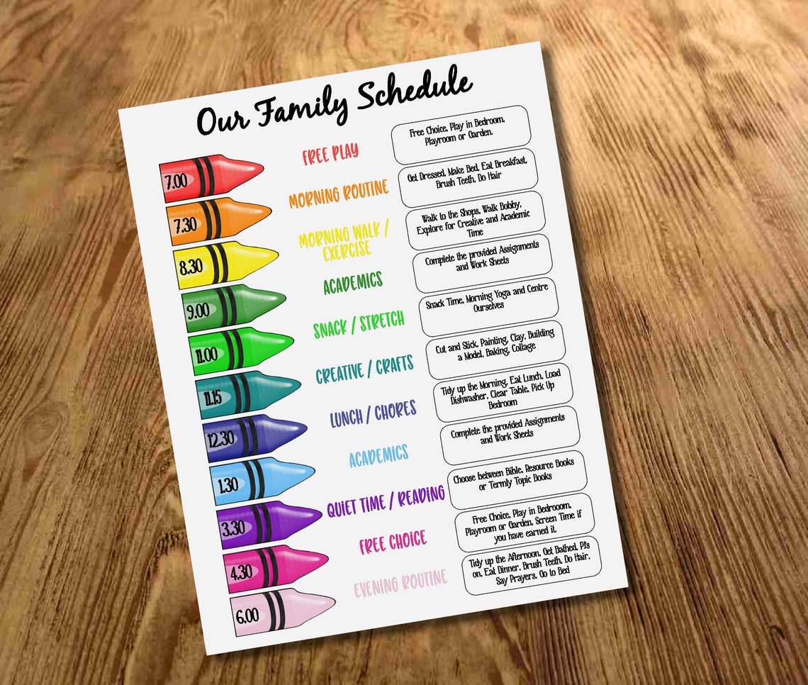 Family Timetable Daily Schedule Morning and Evening Routine - Etsy UK
