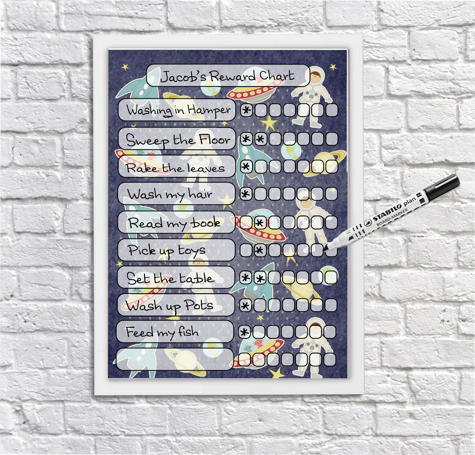 Editable Reward Chart Reusable Print at Home Star Chart - Etsy UK