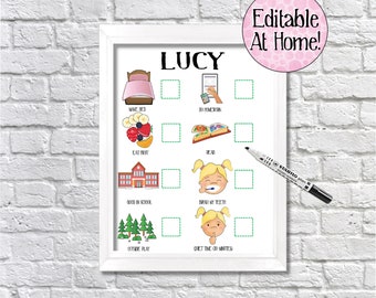 Kids Daily Routine Custom Reward Chart DIY Editable | Etsy
