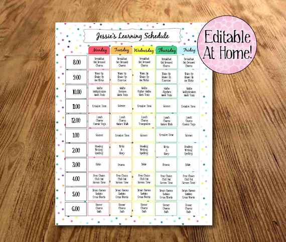 Family Weekly Schedule Daily Routine DIY Editable Schedule - Etsy Australia