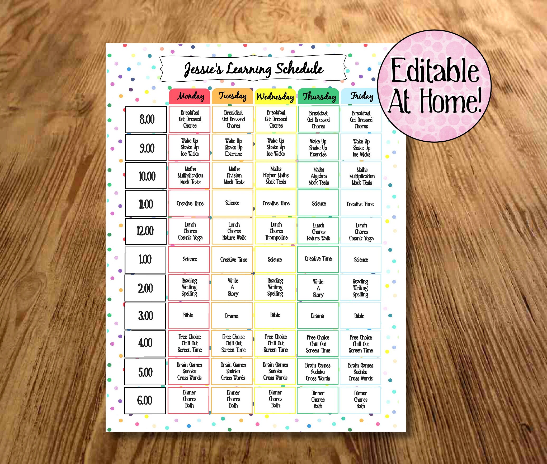 Family Weekly Schedule Daily Routine DIY Editable Schedule - Etsy UK