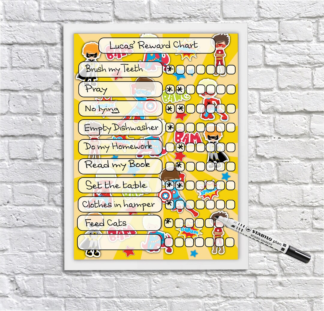 Superhero Reward Chart, Edit at Home, Custom Star Chart, Superheroes ...