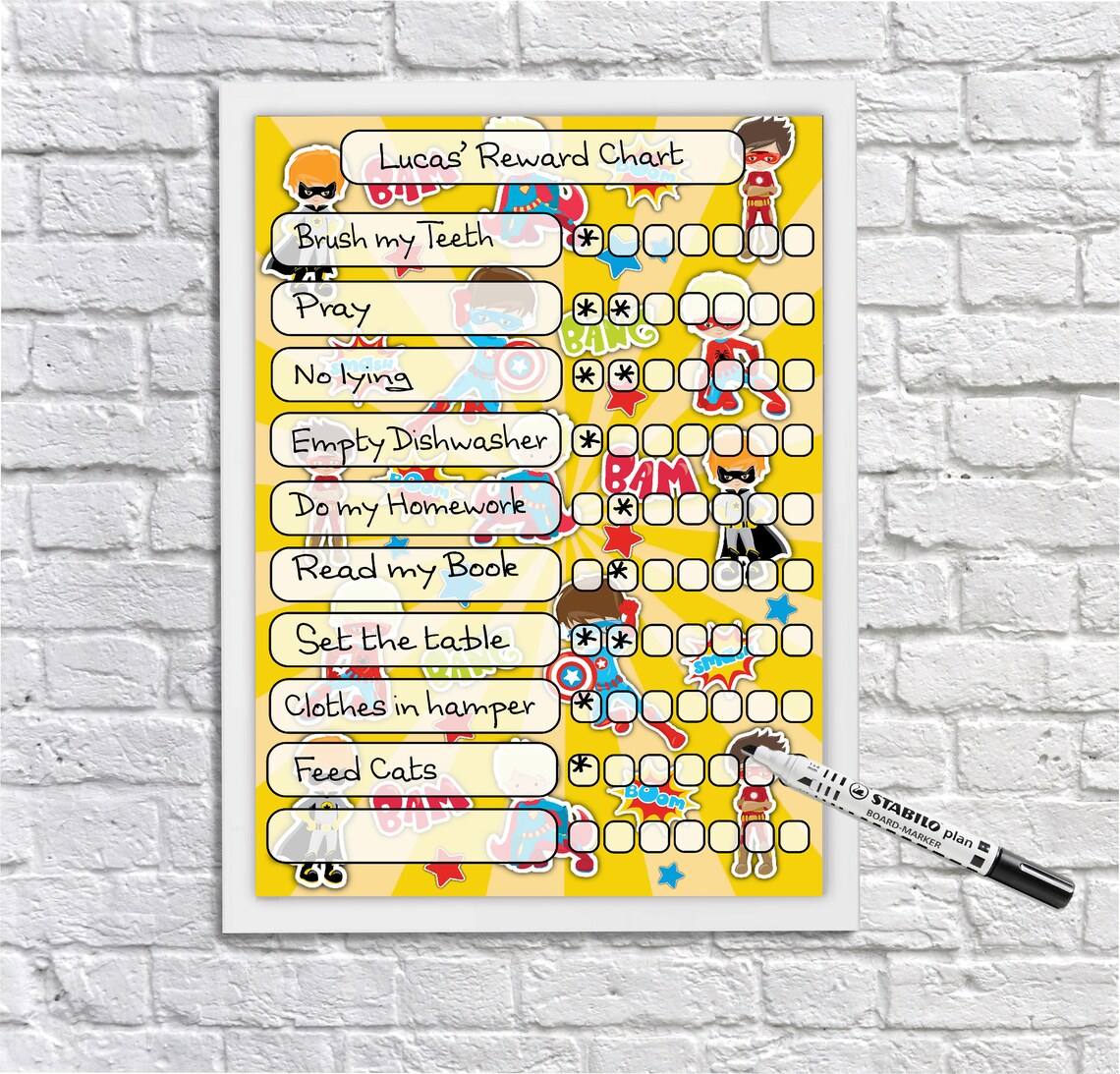 Superhero Reward Chart Edit at Home Custom Star Chart - Etsy UK
