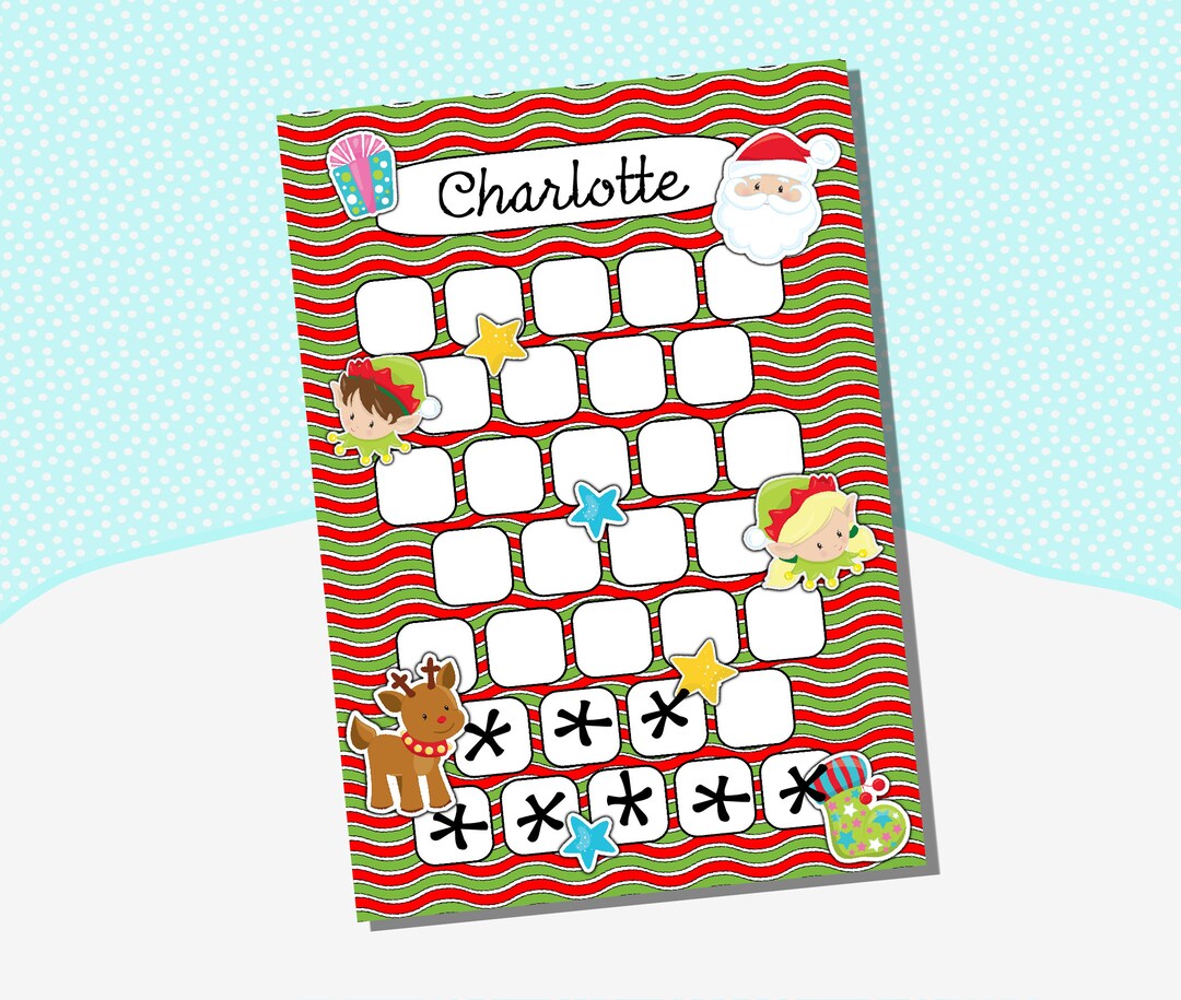 Children's Christmas Reward Chart, Digital File, Instant Download, Elf ...