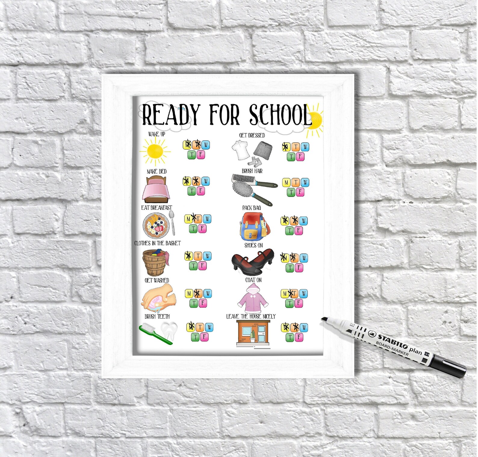 Girls, Ready for School, Routine Chart, Morning Checklist, Kids Weekly ...
